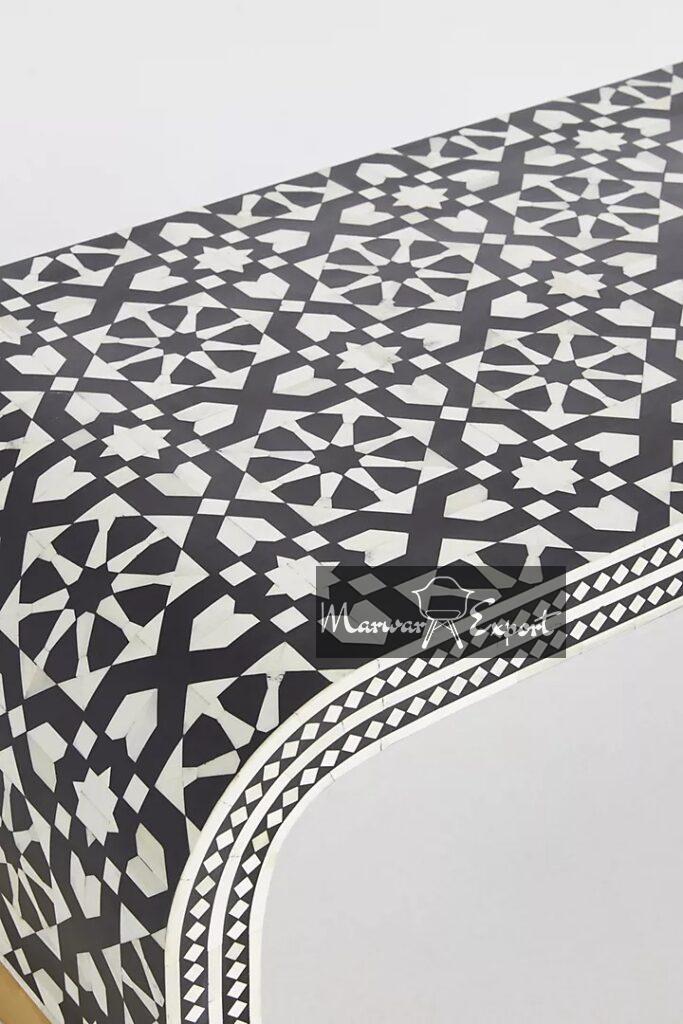 Moroccan Inlay Coffee Table Black | Bone Inlay Center Table | Marwar ...